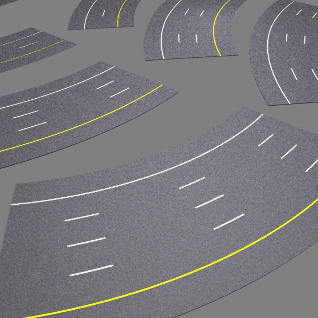 3d Model Basic Highway Set Road