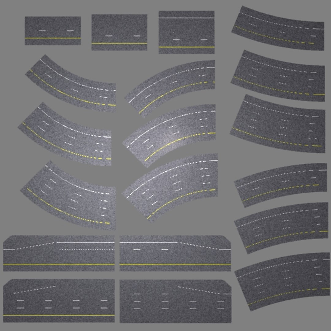 3d Model Basic Highway Set Road
