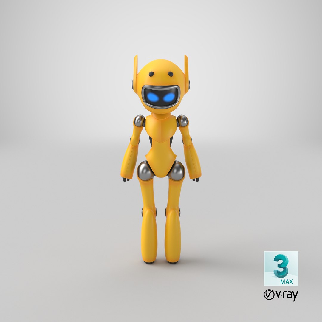 Cute robot yellow model - TurboSquid 1283069