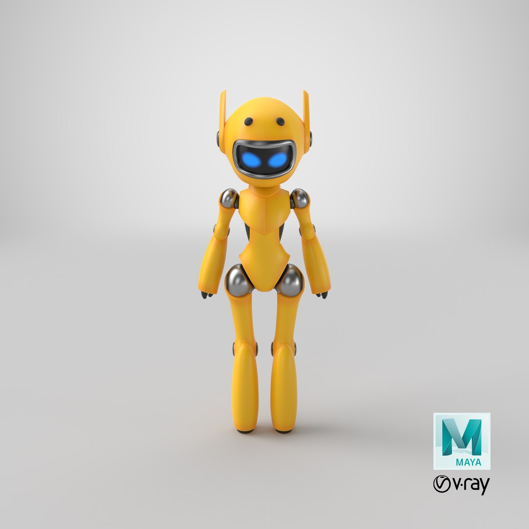 Cute robot yellow model - TurboSquid 1283069