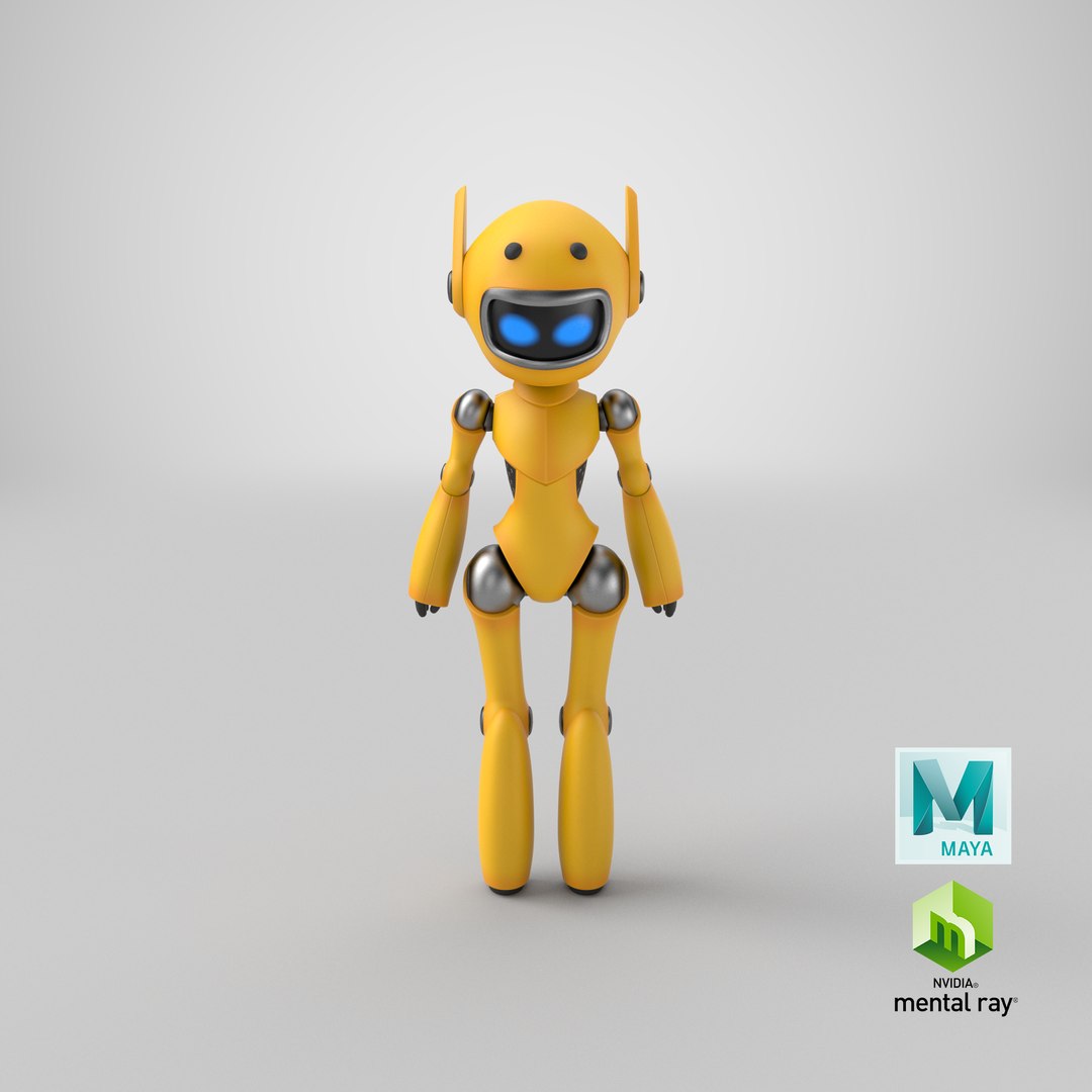 Cute robot yellow model - TurboSquid 1283069