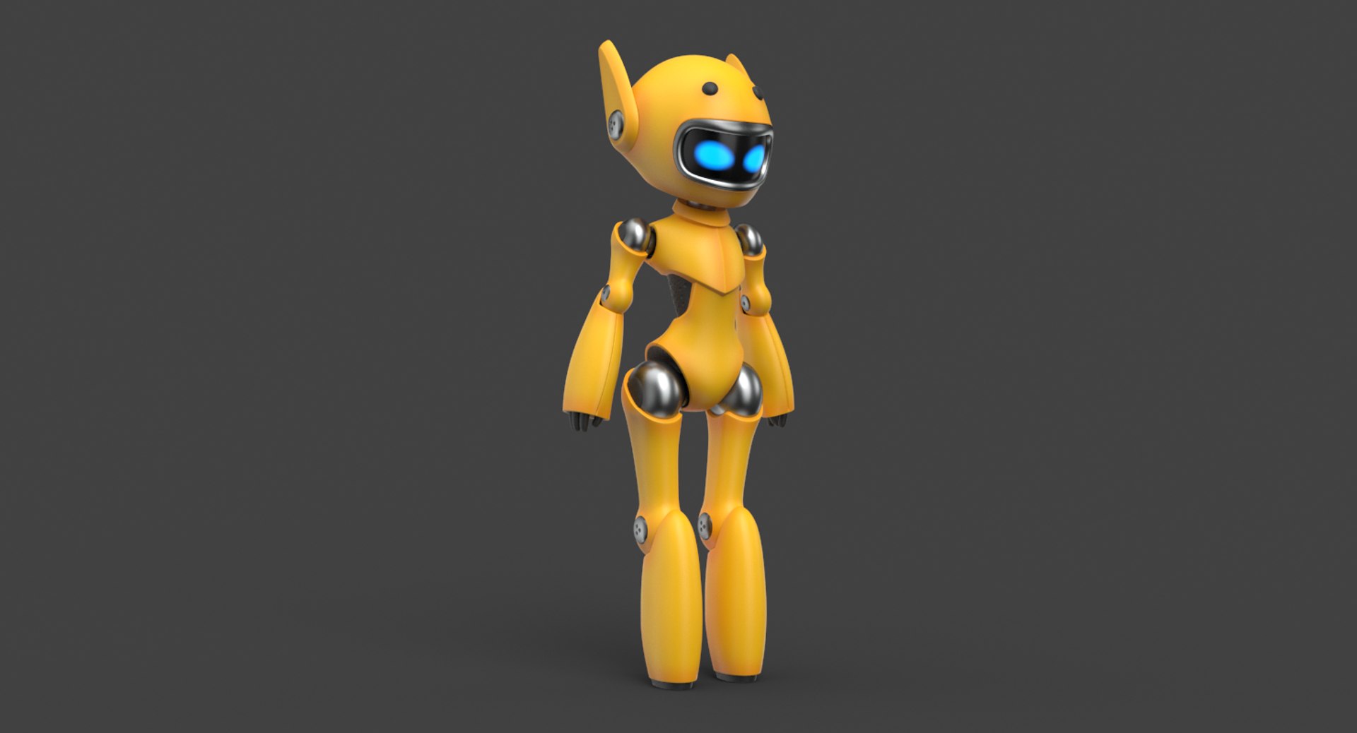 Cute robot yellow model - TurboSquid 1283069