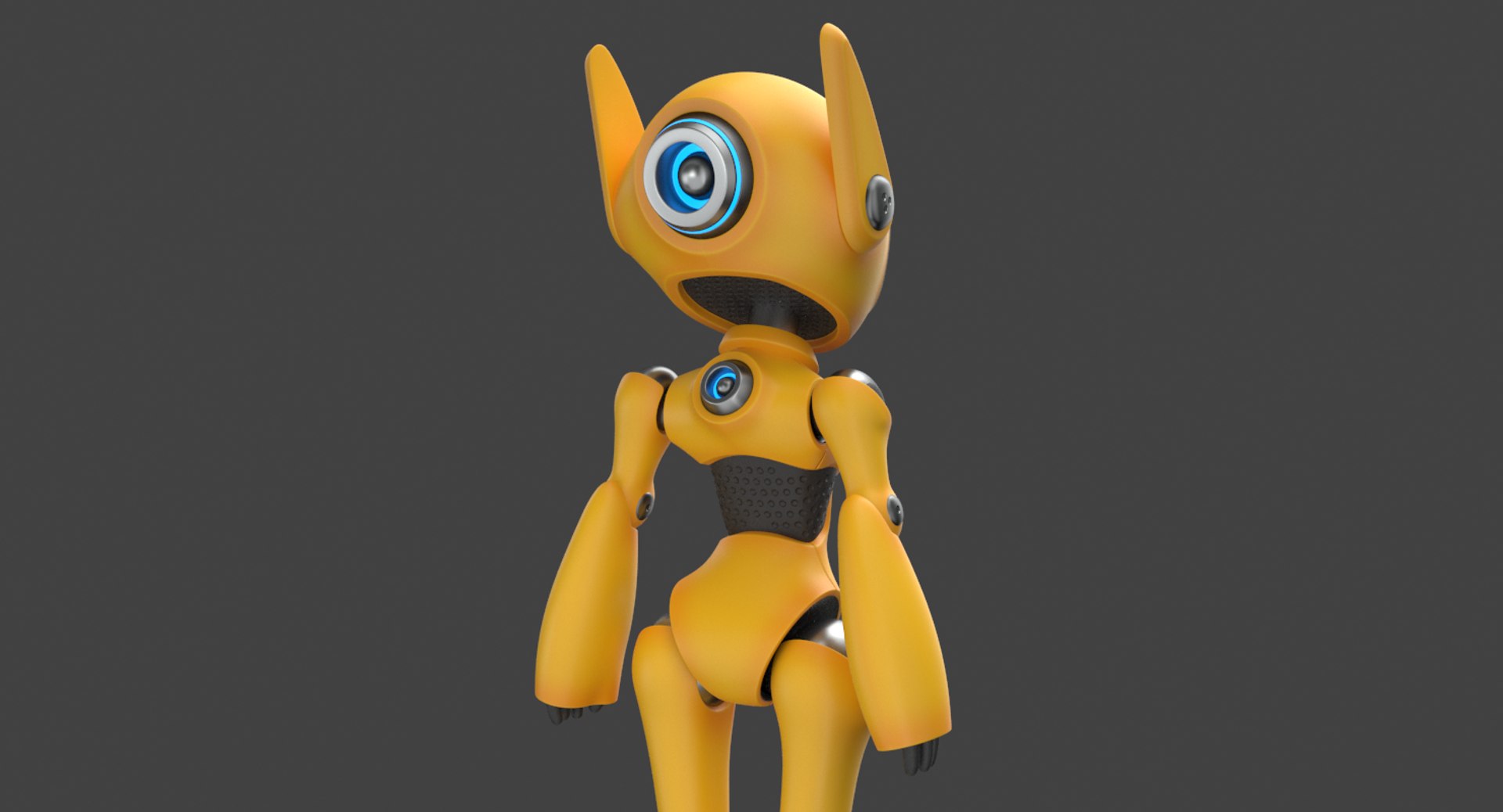 Cute robot yellow model - TurboSquid 1283069