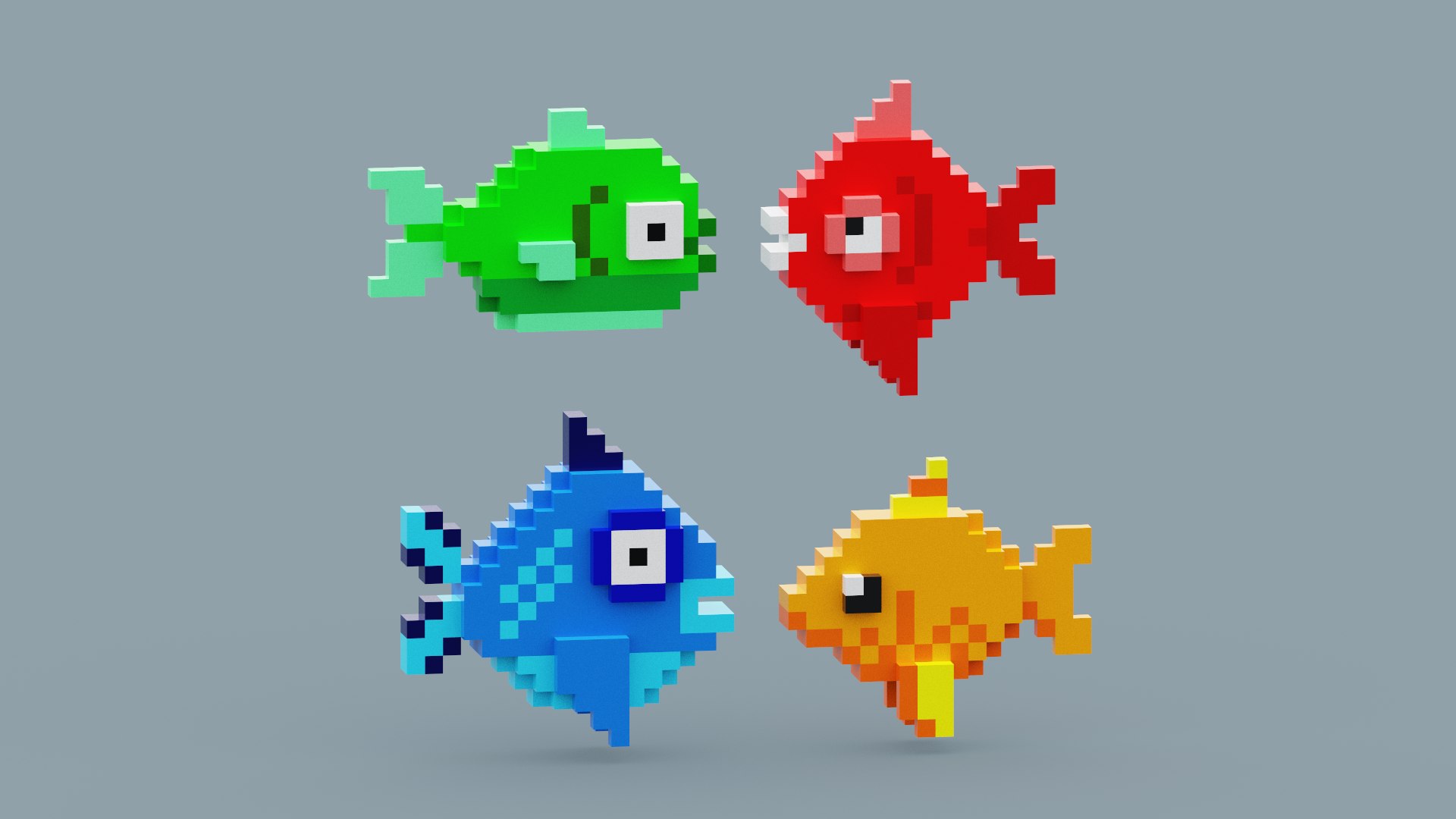 3D Voxel Fish Pack - TurboSquid 2022293