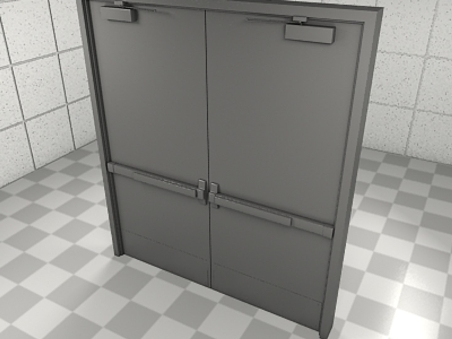 Rigged Double Door - 3d Model