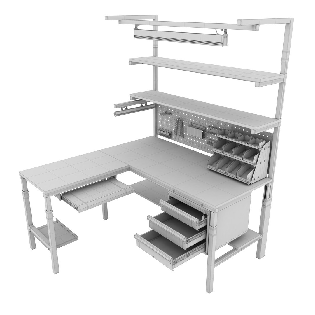 Corner Working Table Model - TurboSquid 1712302
