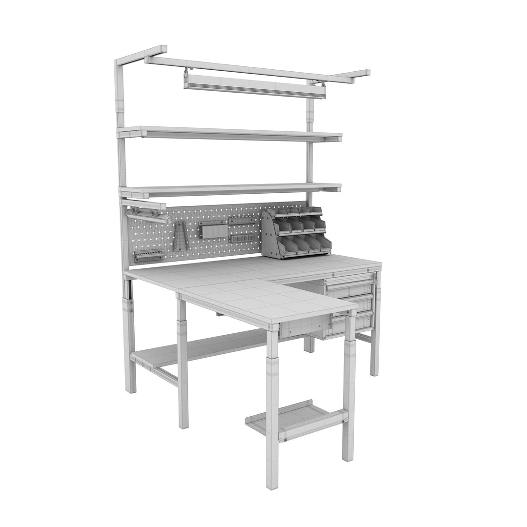 Corner Working Table Model - TurboSquid 1712302