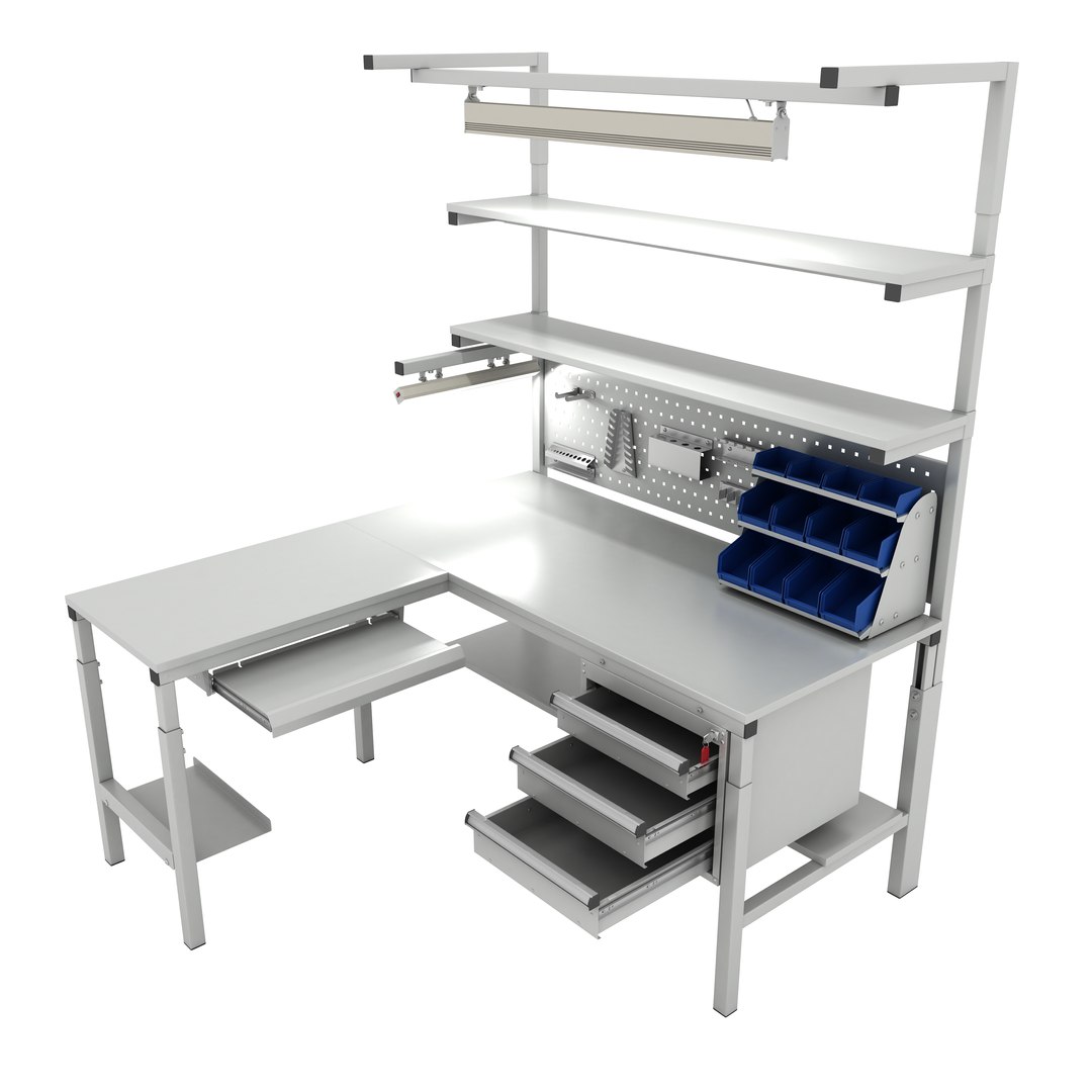 Corner Working Table Model - TurboSquid 1712302