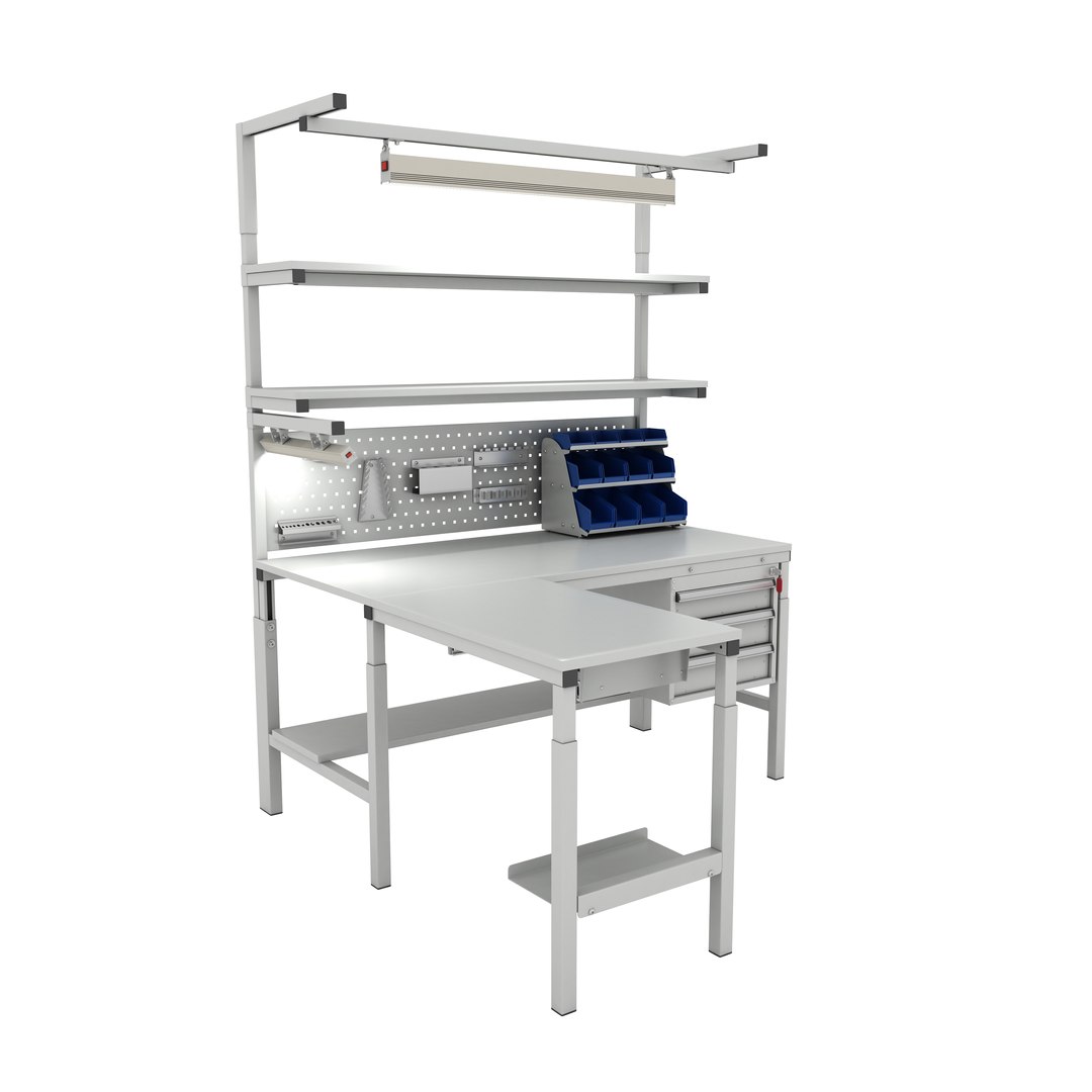 Corner Working Table Model - TurboSquid 1712302