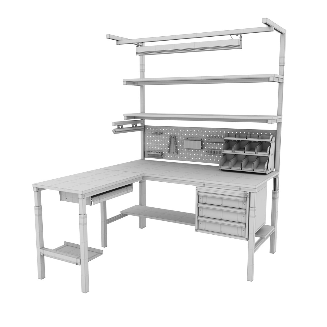 Corner Working Table Model - TurboSquid 1712302