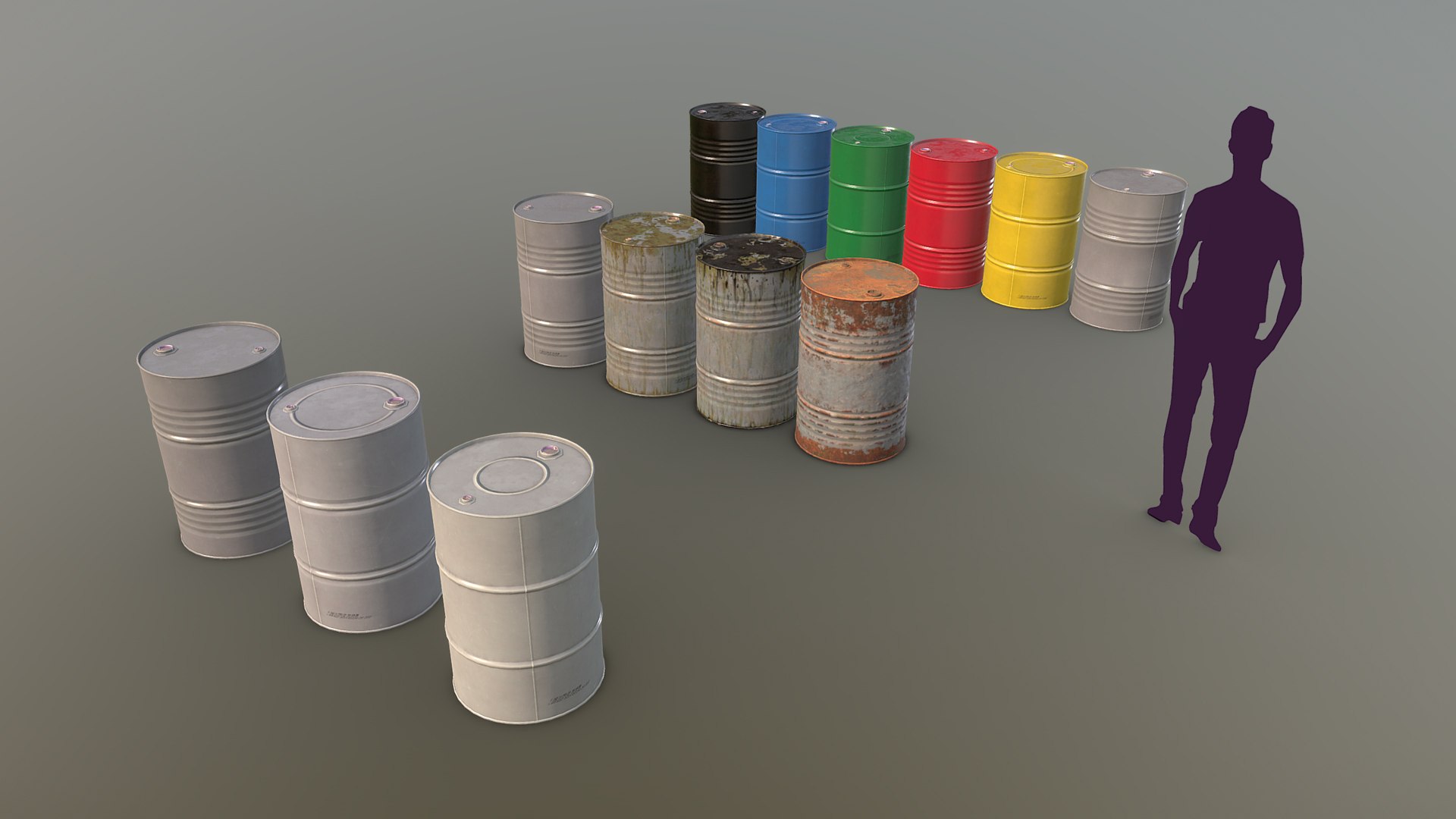 3D model Cargo Iron Barrels 200L Colors - TurboSquid 1774379