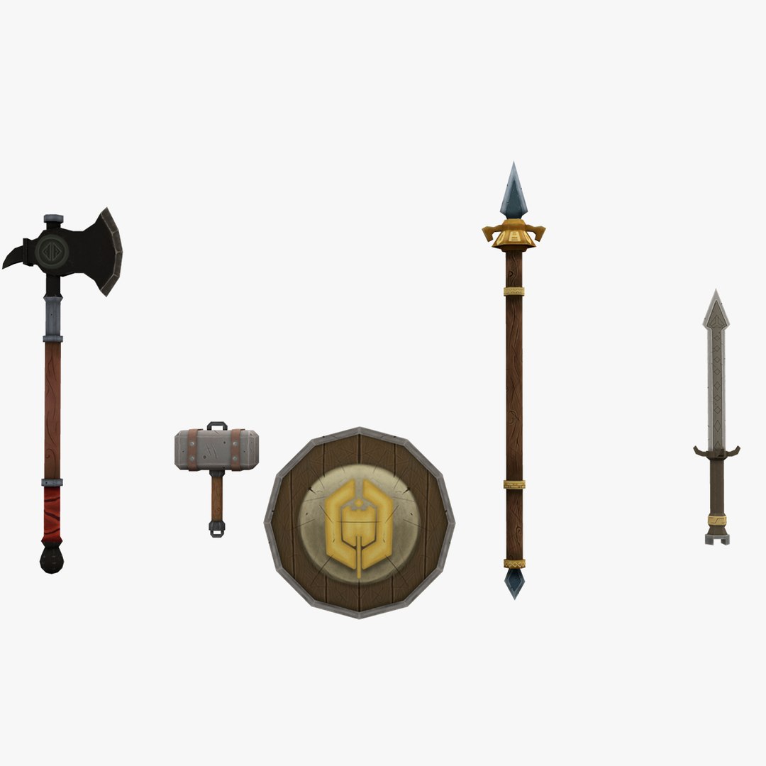 Hand Painted Weapons Low-poly 3D Model 3D - TurboSquid 1767772