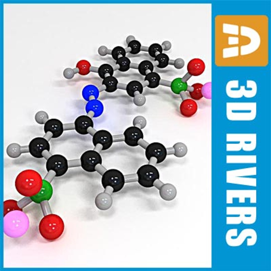 3d Model Azorubine Molecule Structure