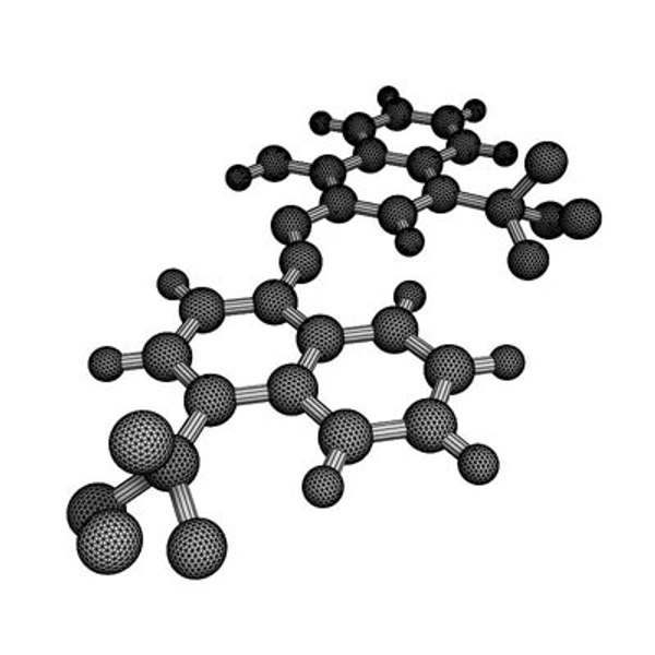 3d model azorubine molecule structure