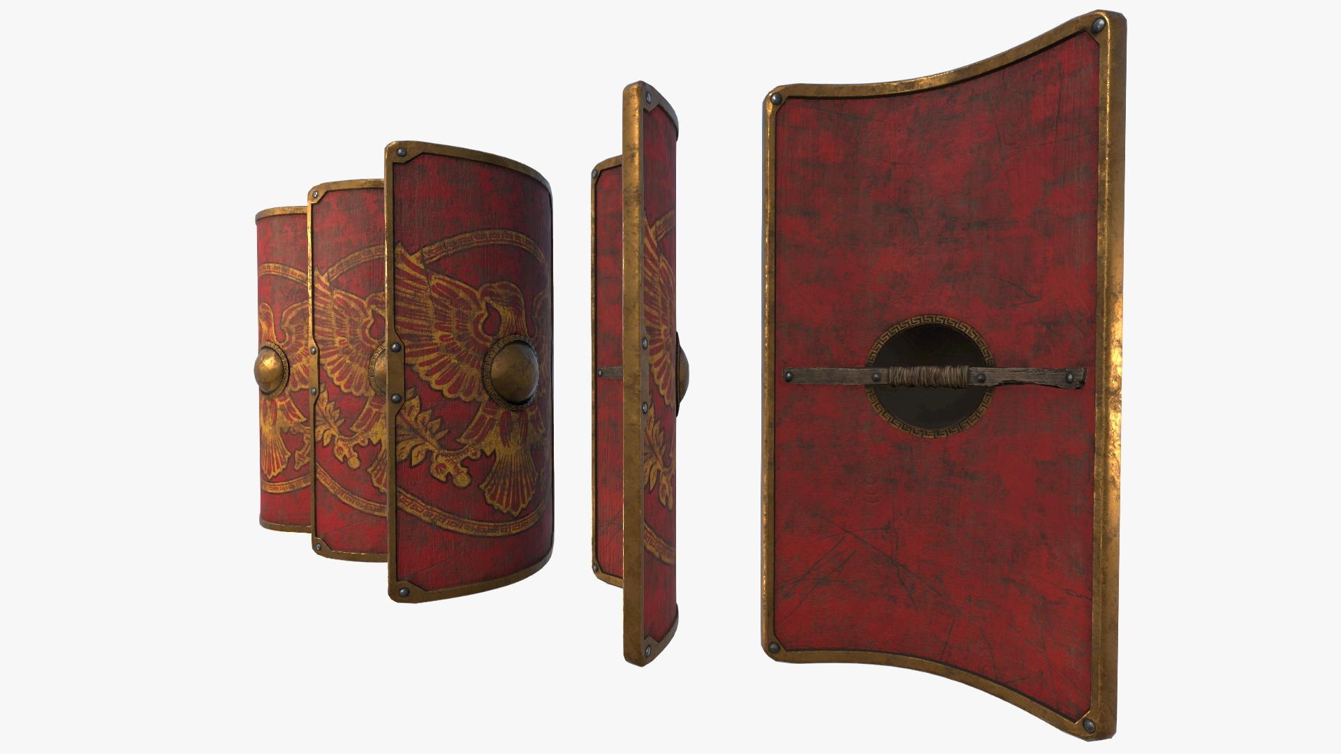 3D Fantasy Shield RPG Scutum Pelta Pavise Parma Roman Lenticular Round ...