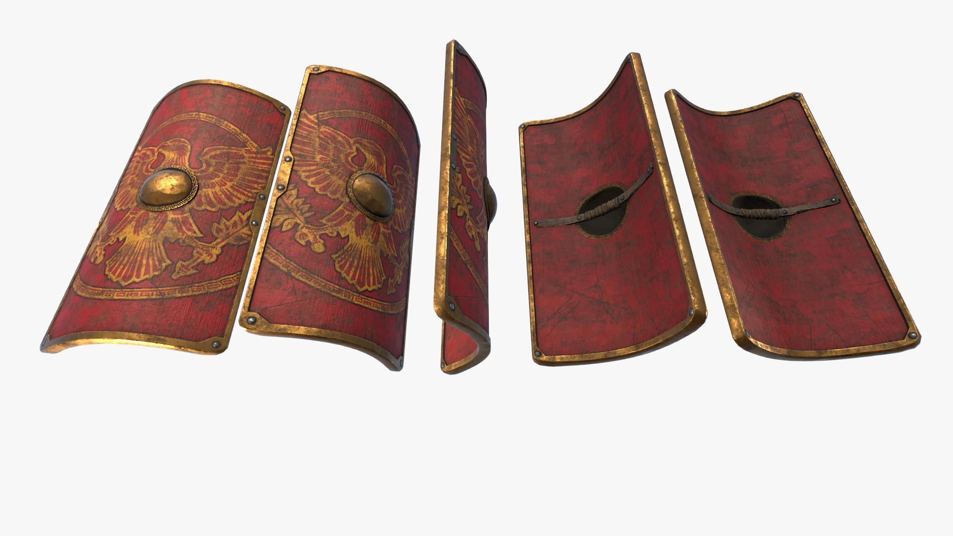 3D Fantasy Shield RPG Scutum Pelta Pavise Parma Roman Lenticular Round ...