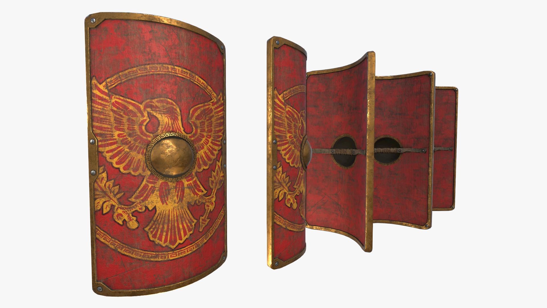 3D Fantasy Shield RPG Scutum Pelta Pavise Parma Roman Lenticular Round ...