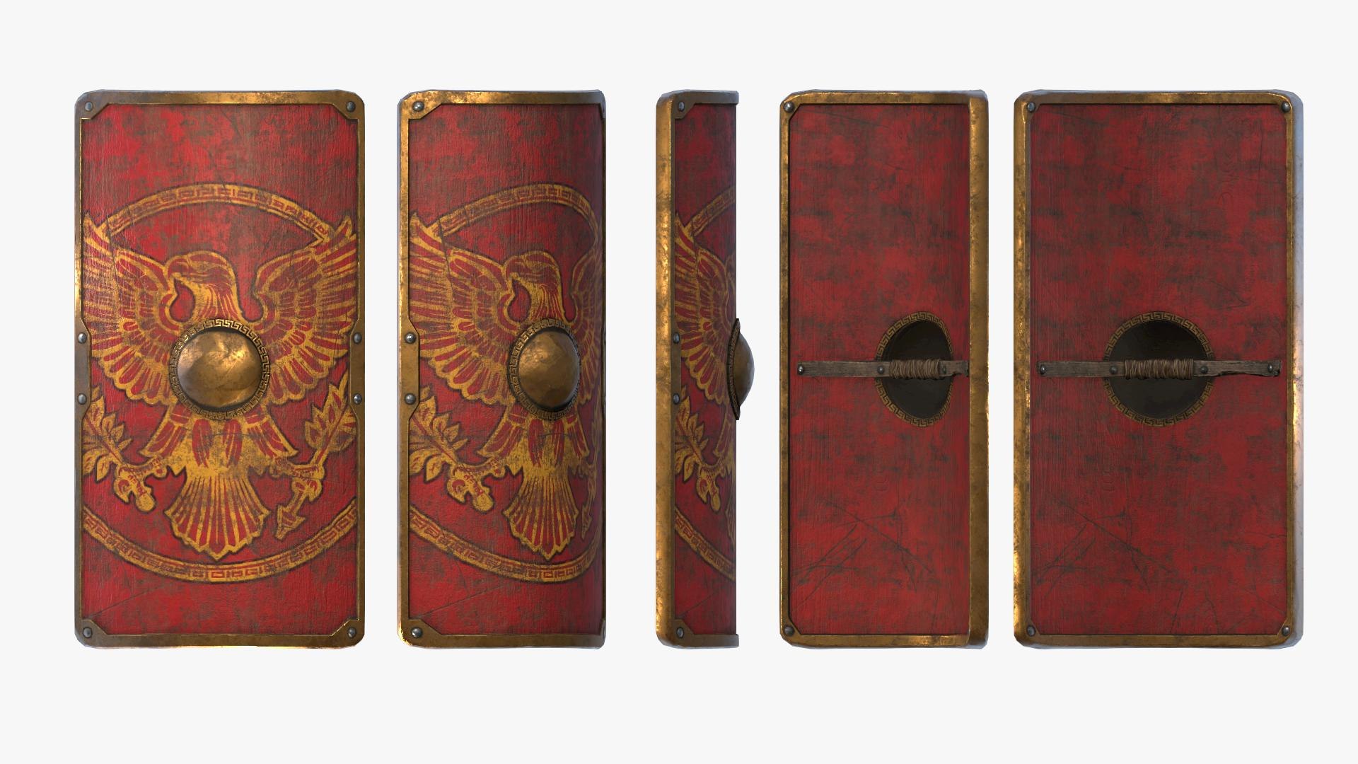 3D Fantasy Shield RPG Scutum Pelta Pavise Parma Roman Lenticular Round ...