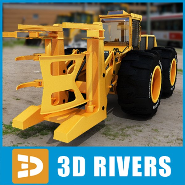 3d wheel feller buncher industrial vehicles model