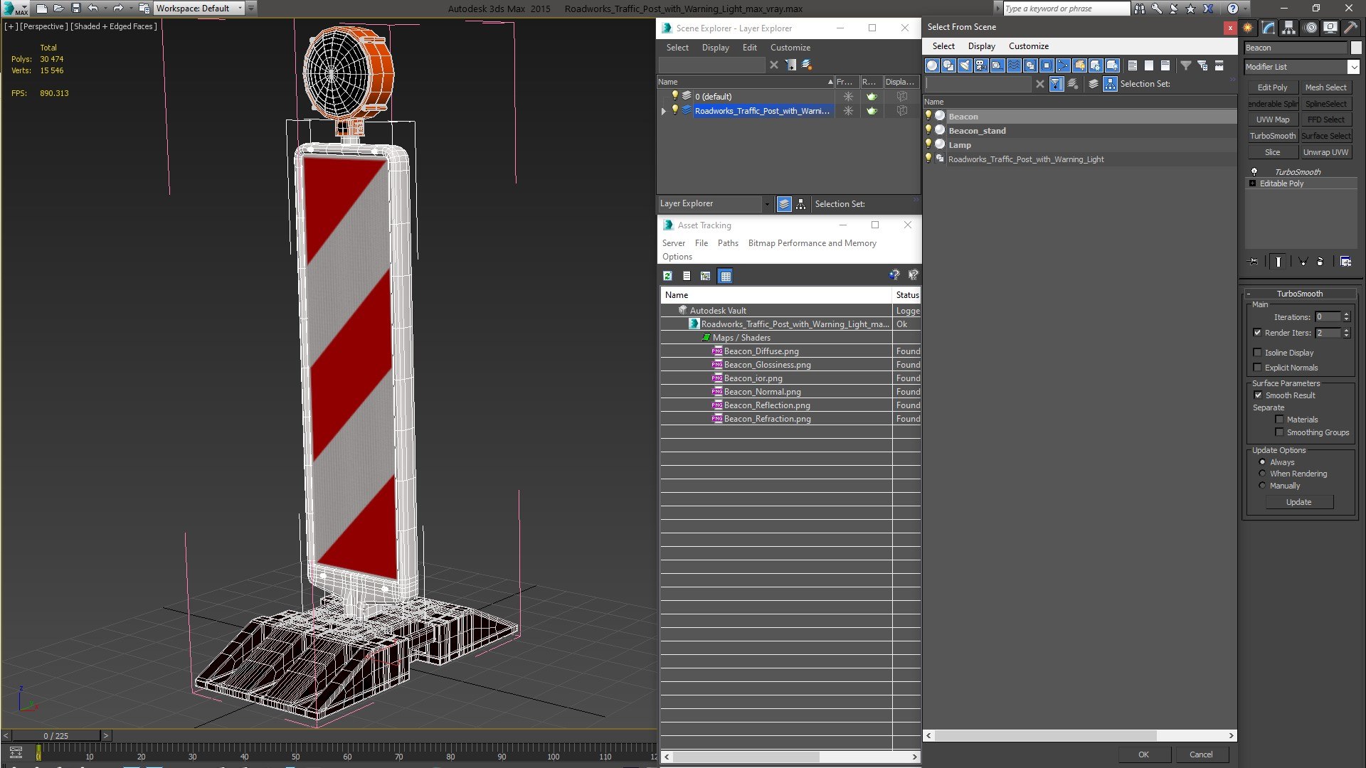 3D model roadworks traffic post warning light - TurboSquid 1706731