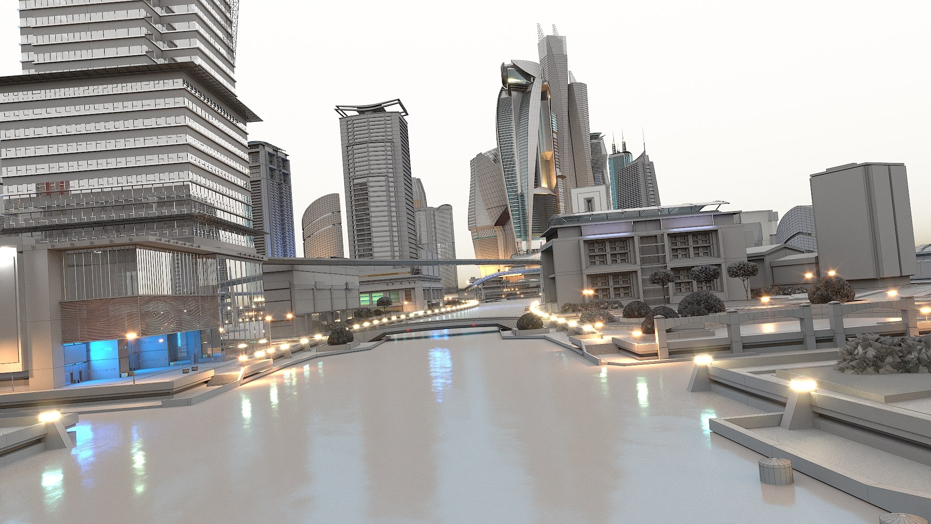 Downtown Night Scene 3D Model - TurboSquid 1977245