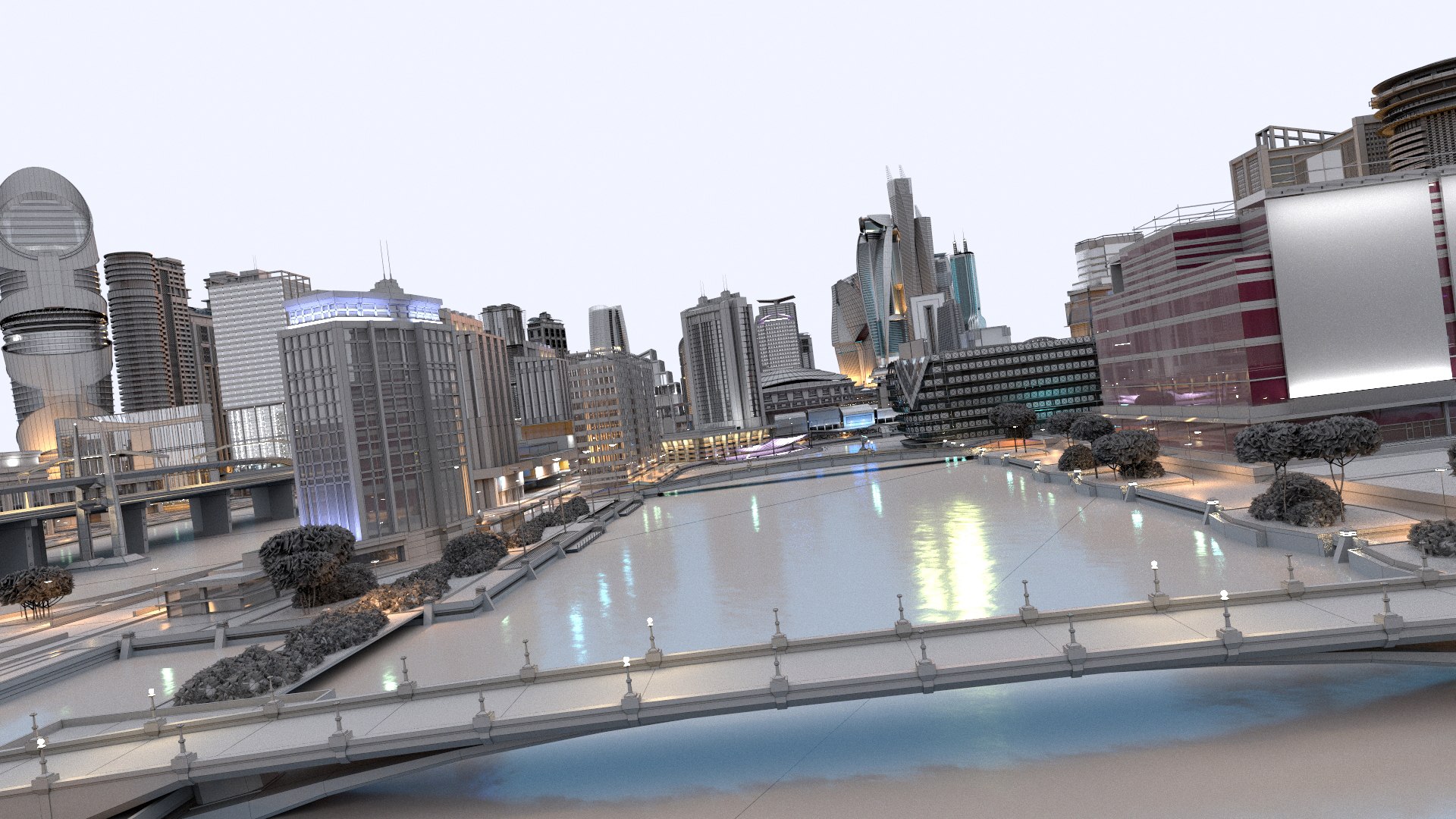 Downtown Night Scene 3D Model - TurboSquid 1977245