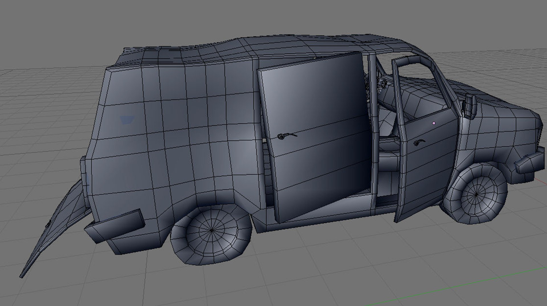 Wrecked Van 3d Model