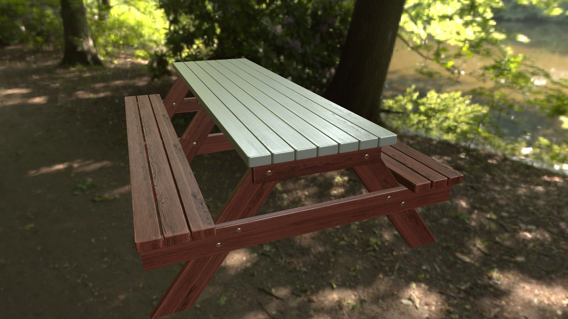 3d model bench arbor red