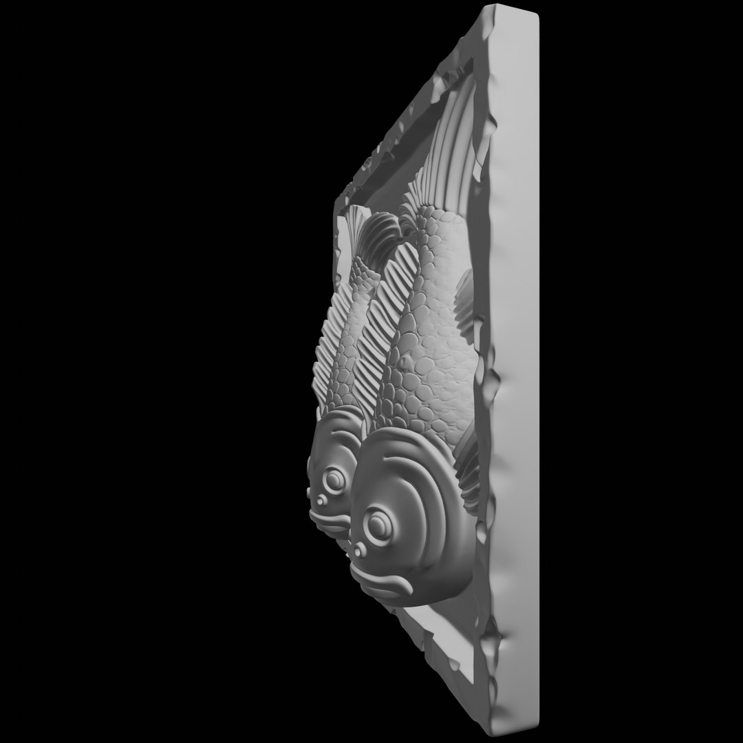 3D Twin Fish Relief Plaque 3D Print Model Model - TurboSquid 2517627