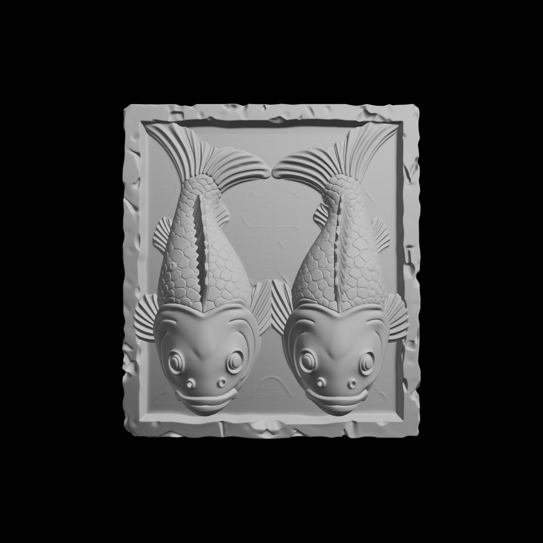 3D Twin Fish Relief Plaque 3D Print Model Model - TurboSquid 2517627