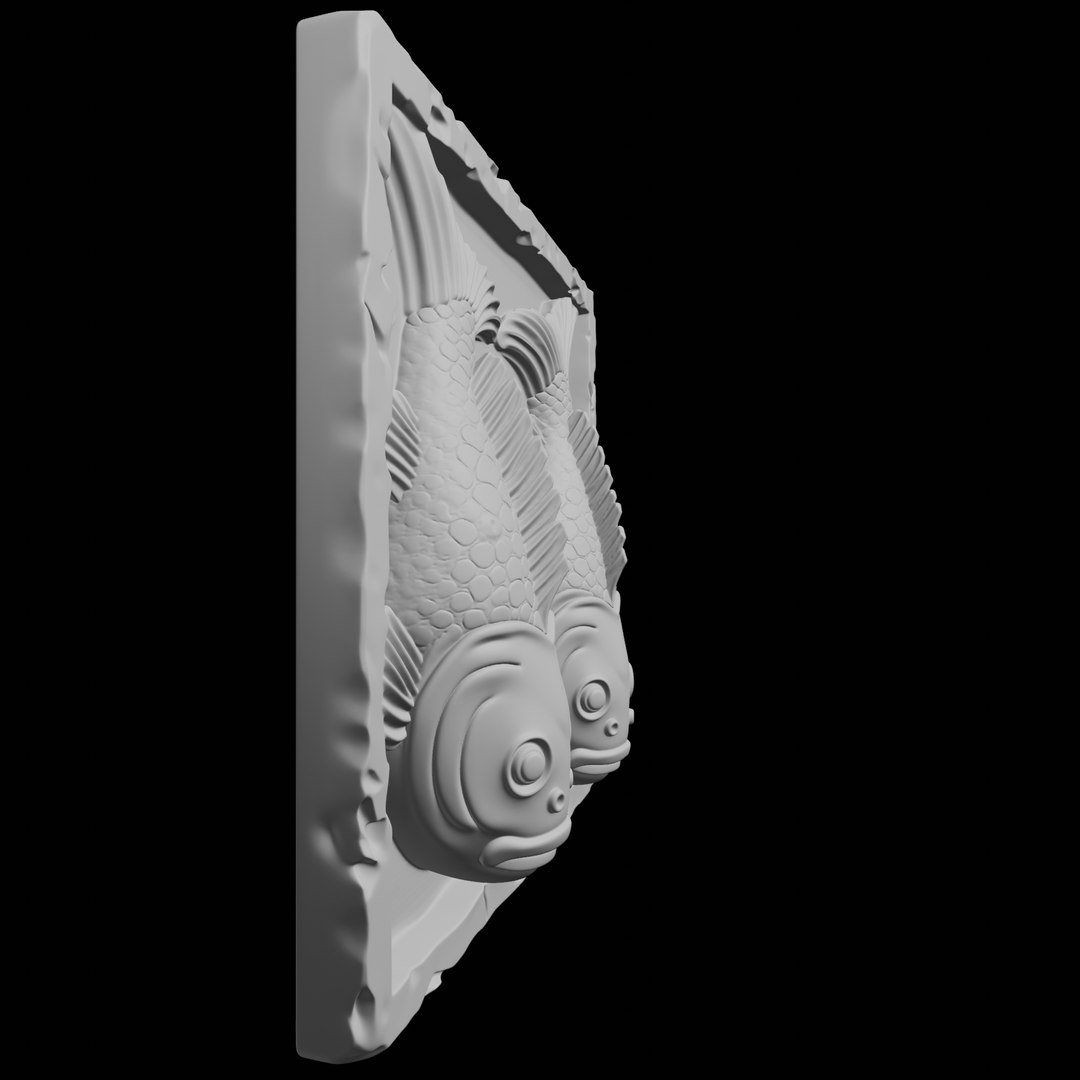 3D Twin Fish Relief Plaque 3D Print Model Model - TurboSquid 2517627