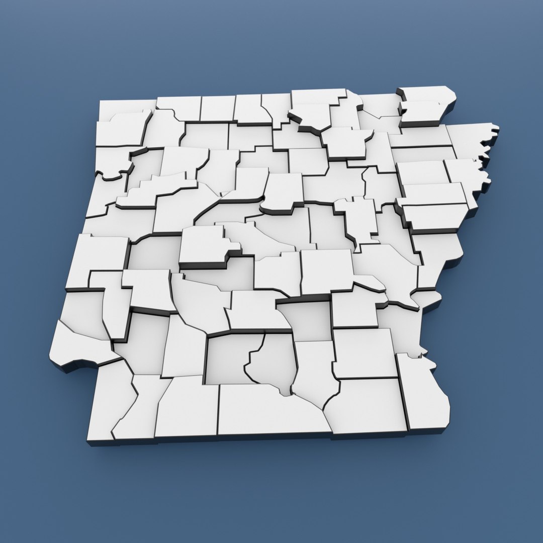 3D Arkansas Counties - Map Of United States Of America USA - TurboSquid ...