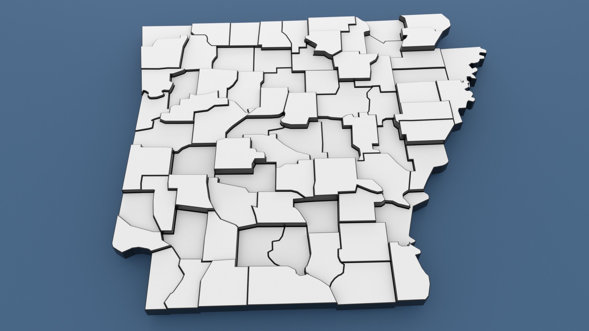 3D Arkansas Counties - Map Of United States Of America USA - TurboSquid ...