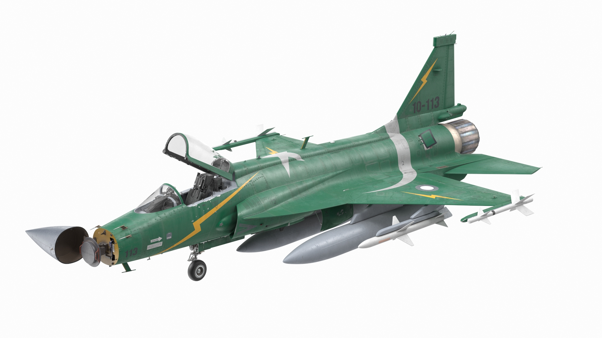 PAC JF-17 Thunder Green Livery With Armament Rigged 3D - TurboSquid 1792889