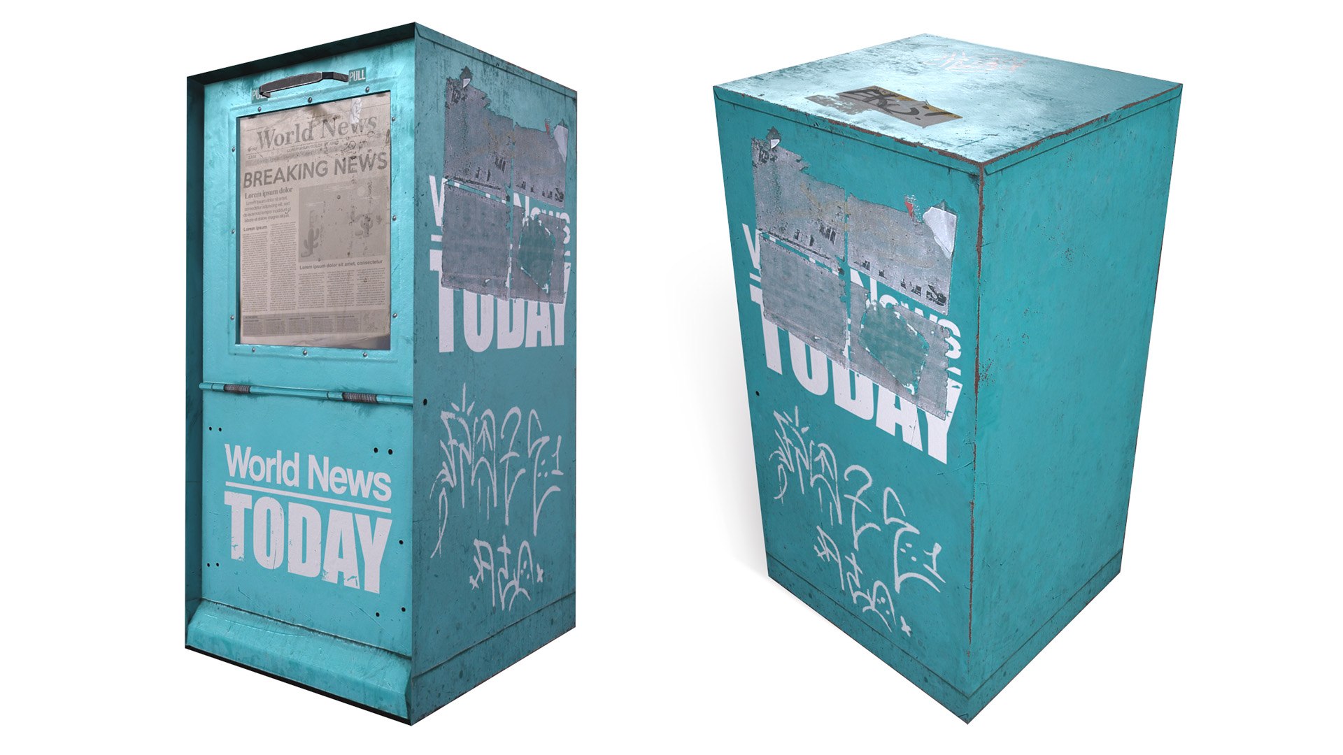 Low Poly Newspaper Newsstand Vending Machine Outdoor Prop Low-poly 3D ...