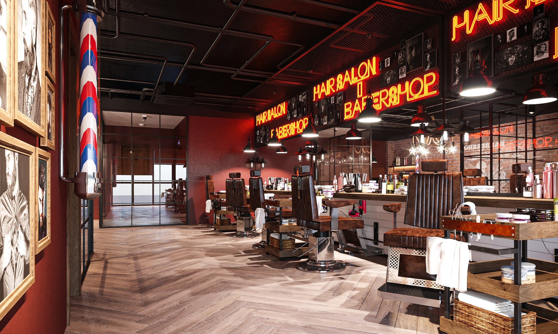 Barber Shop Design 01 Model - TurboSquid 1956201