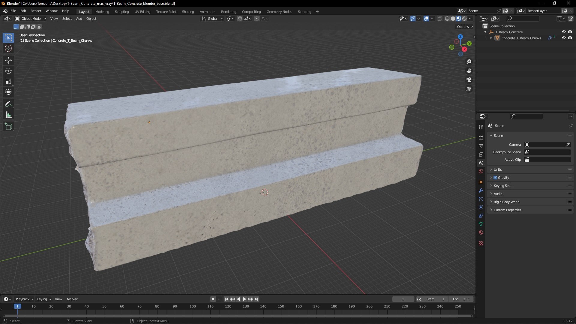 T-Beam Concrete 3D Model - TurboSquid 2303842