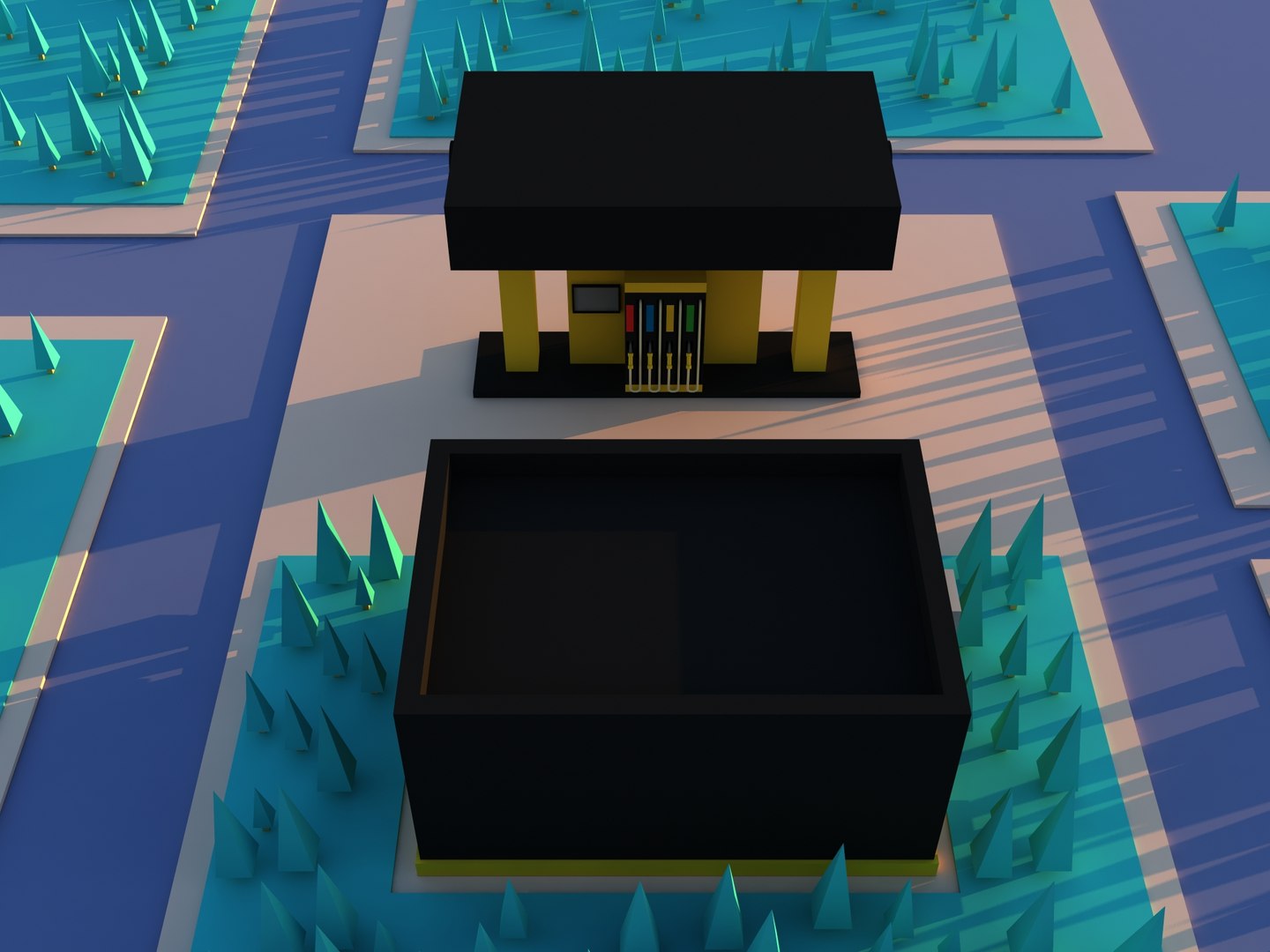 Cute Cartoon Gas Station 3D Model - TurboSquid 1959400