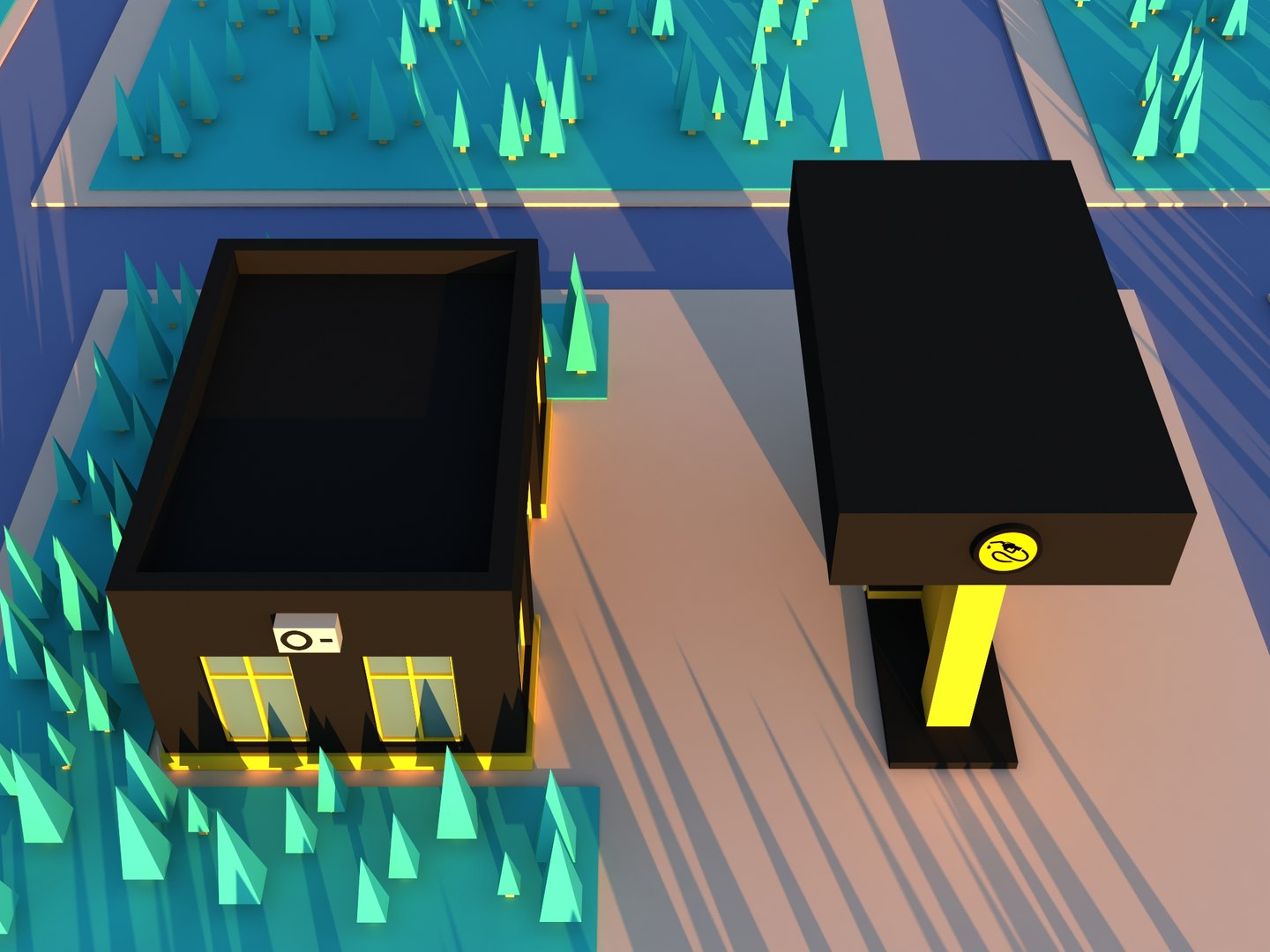 Cute Cartoon Gas Station 3D Model - TurboSquid 1959400