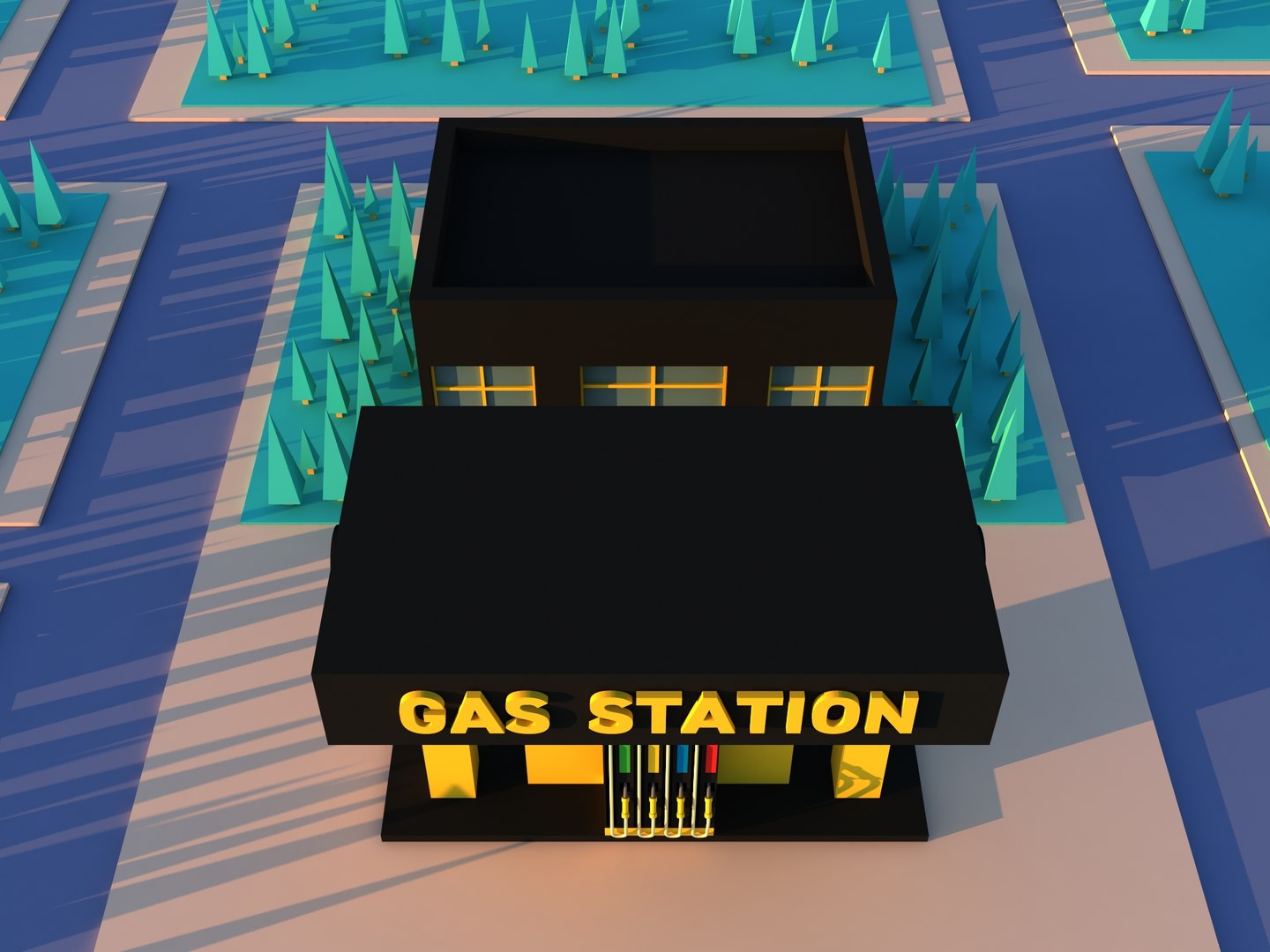 Cute Cartoon Gas Station 3D Model - TurboSquid 1959400