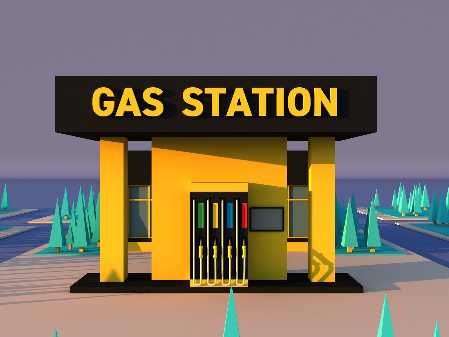 Cute Cartoon Gas Station 3D Model - TurboSquid 1959400