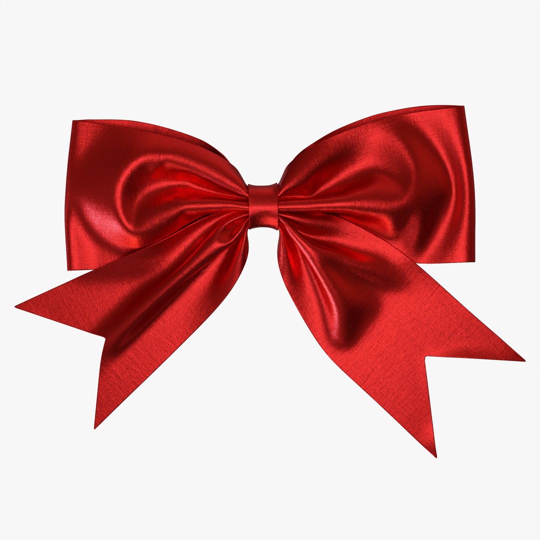 3D Small ribbon decoration metallic red model - TurboSquid 1842360