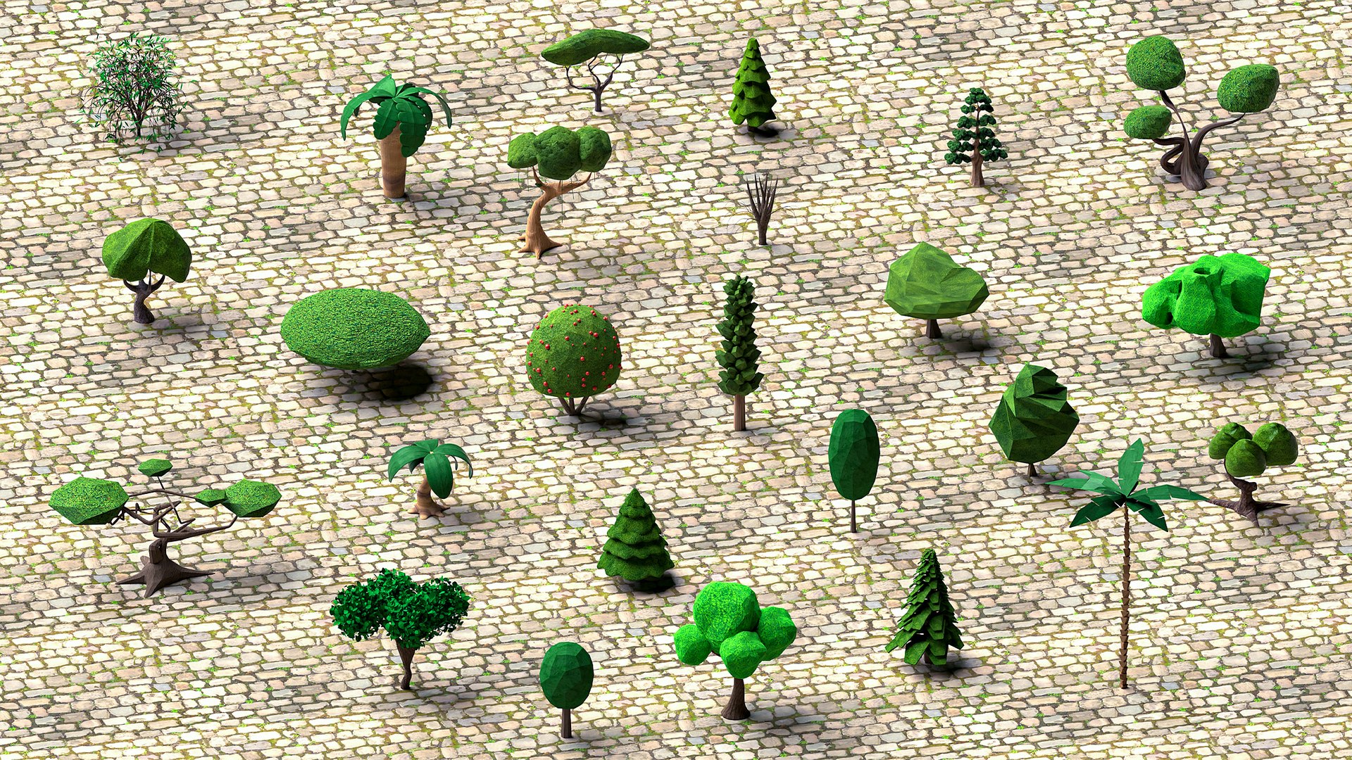 3D Model 25 Trees Pack Low-poly And High-poly 3D Model - TurboSquid 1759415
