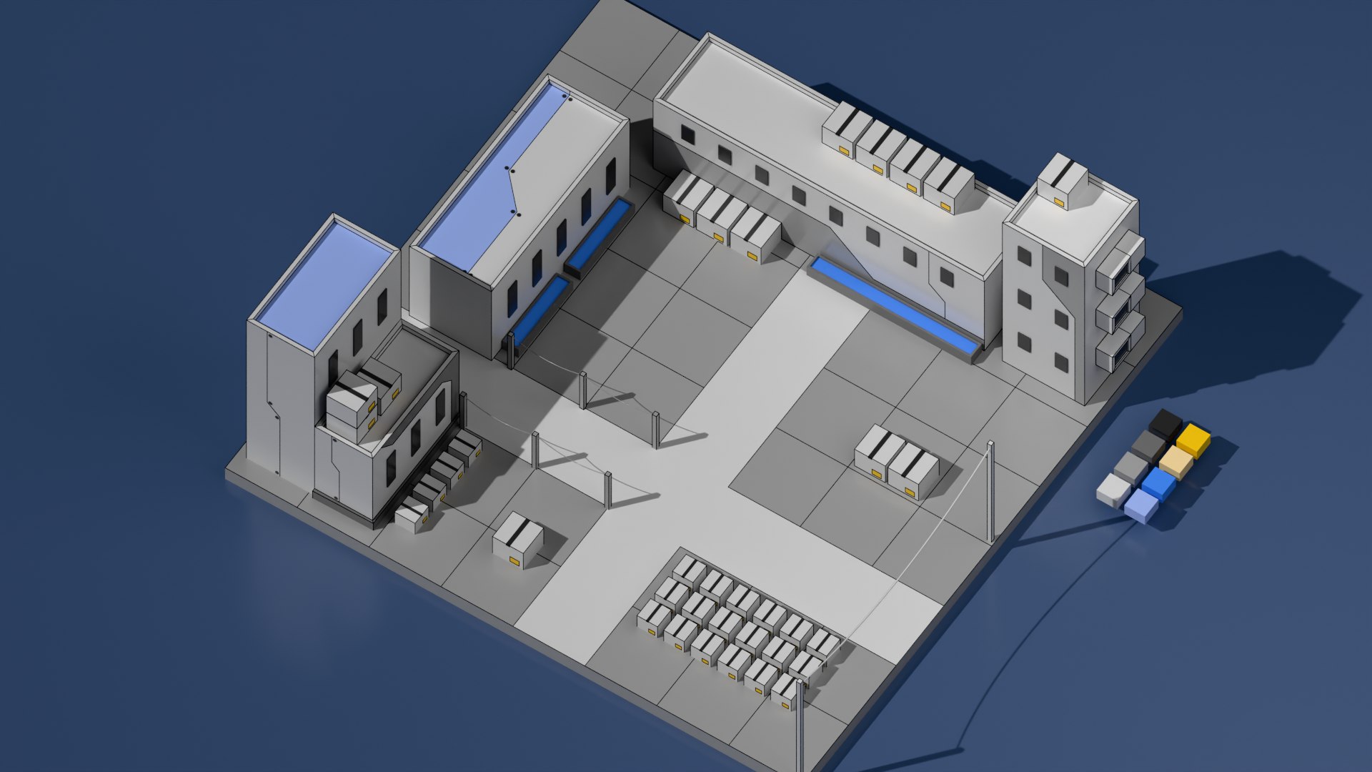 A Small Town With Beautiful Scenery And Geometric Shapes 3D ...
