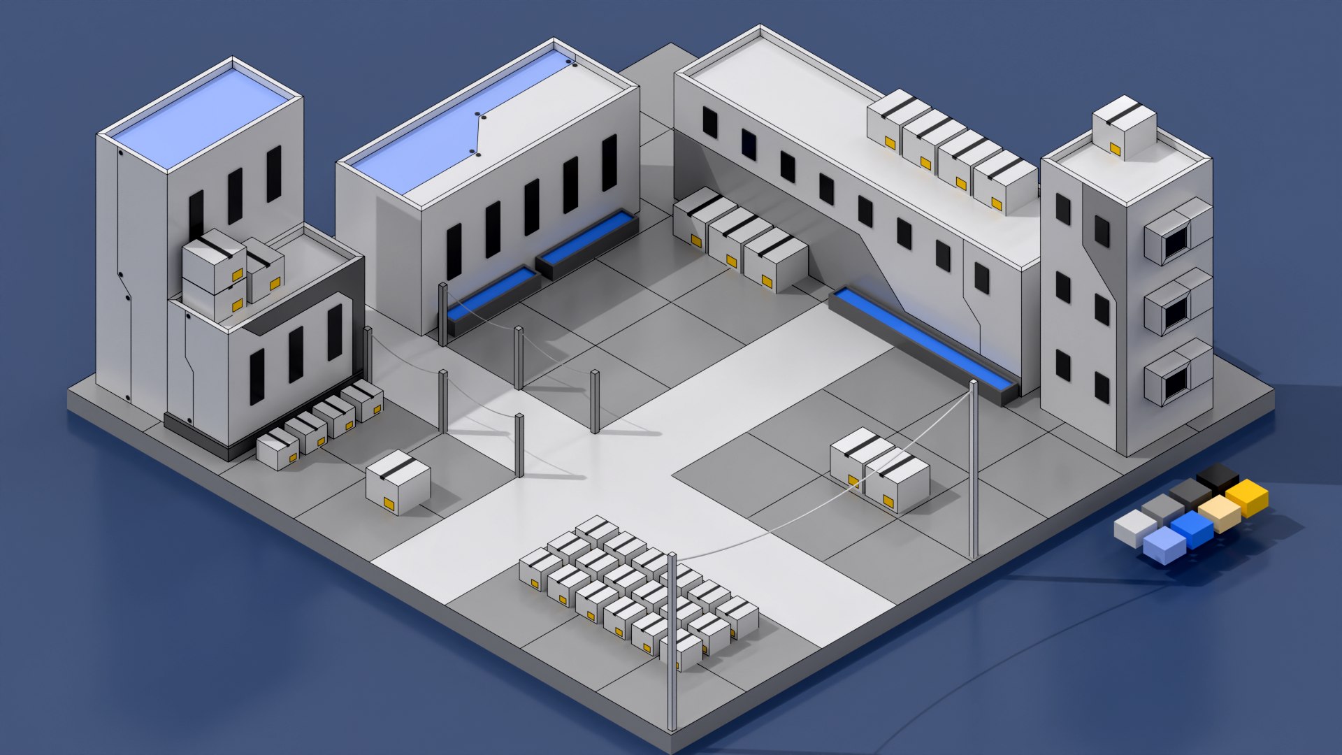 A Small Town With Beautiful Scenery And Geometric Shapes 3D ...