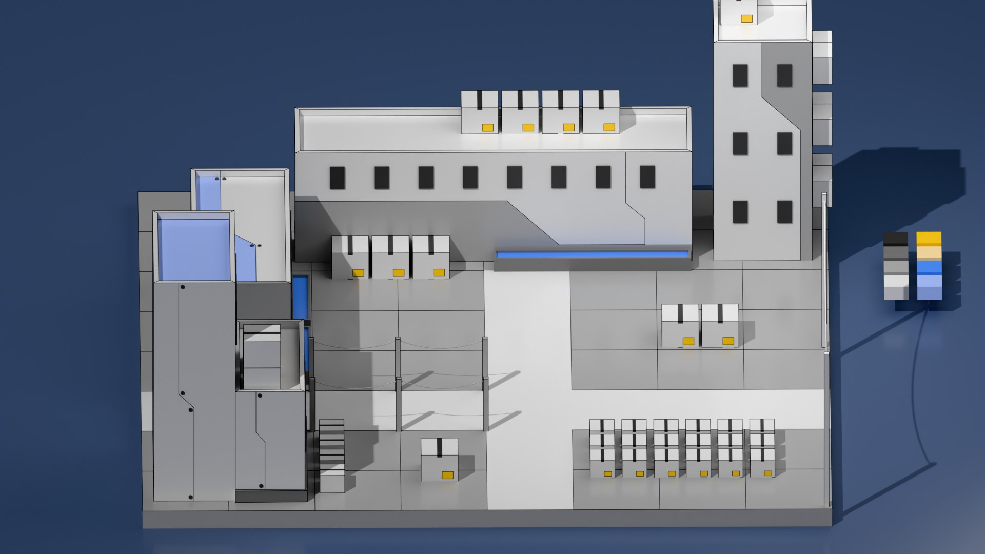 A Small Town With Beautiful Scenery And Geometric Shapes 3D ...