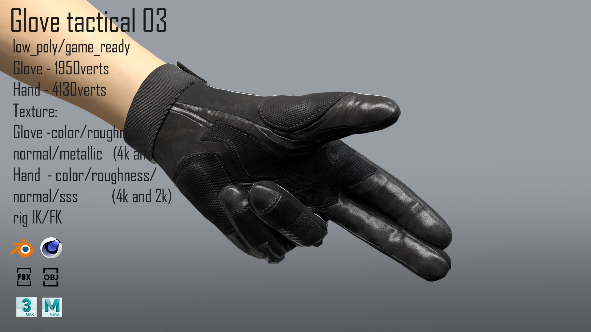 3D Model FPS Hand Glove Tactical 03 - TurboSquid 1827778