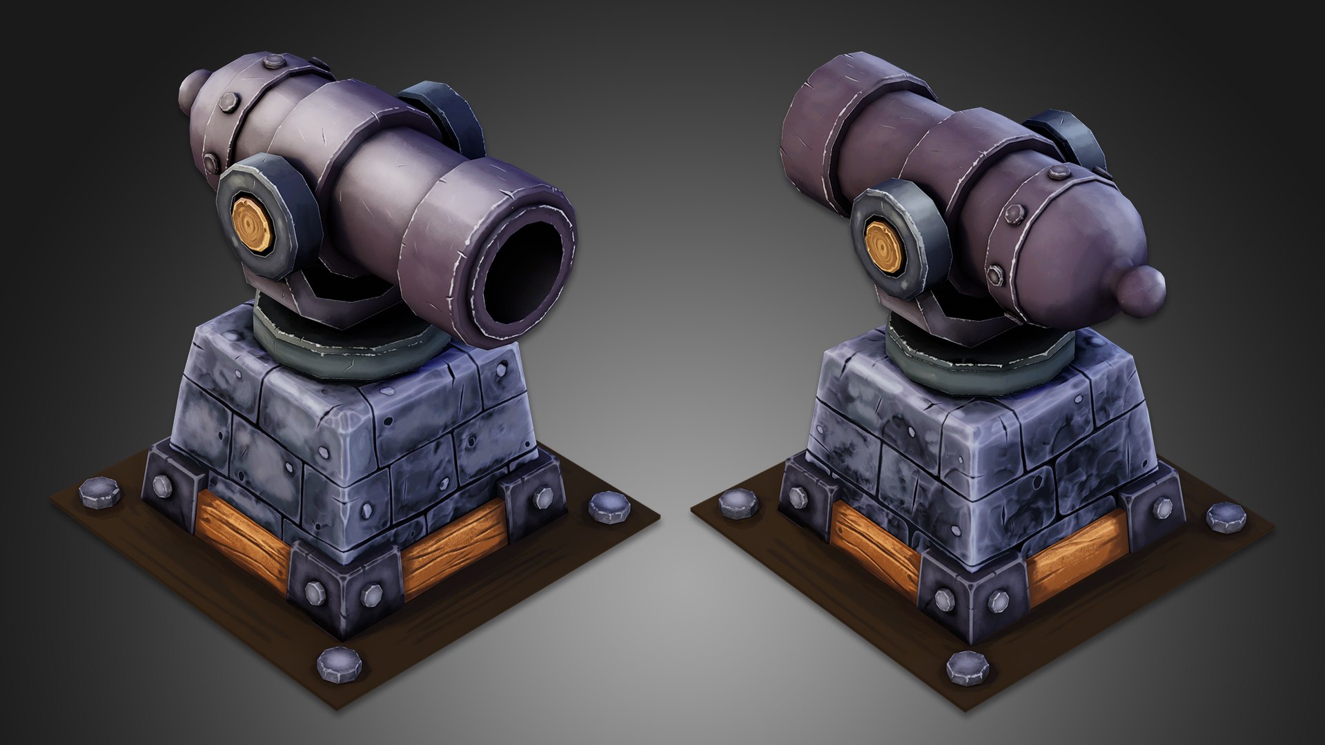 Cannon Turret Mounted Stylized 3D Model - TurboSquid 2496061
