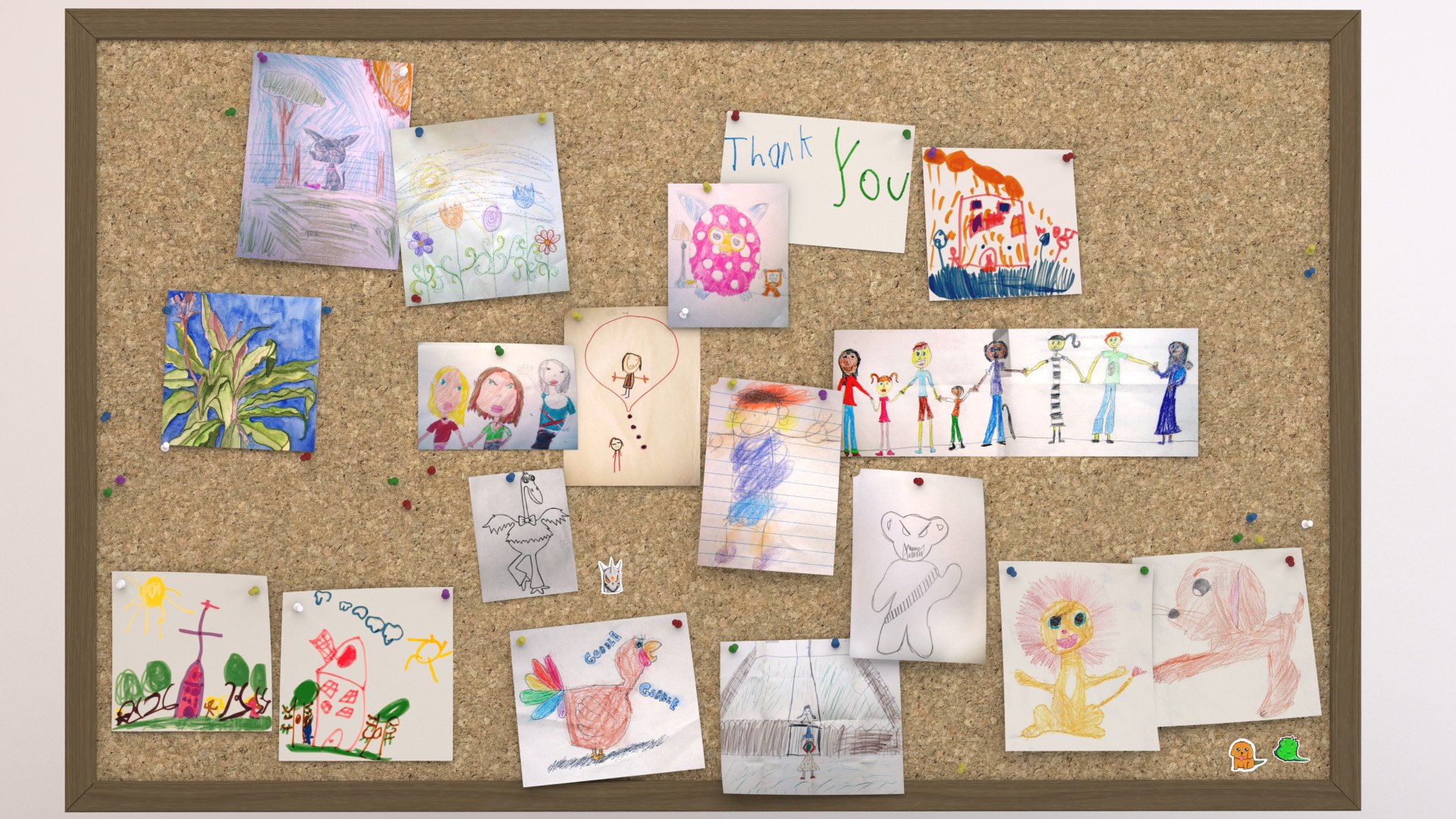 Kid S Drawings Pinboard Model - TurboSquid 1510904