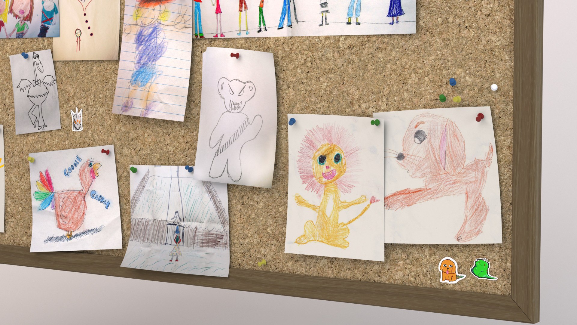 Kid S Drawings Pinboard Model - TurboSquid 1510904